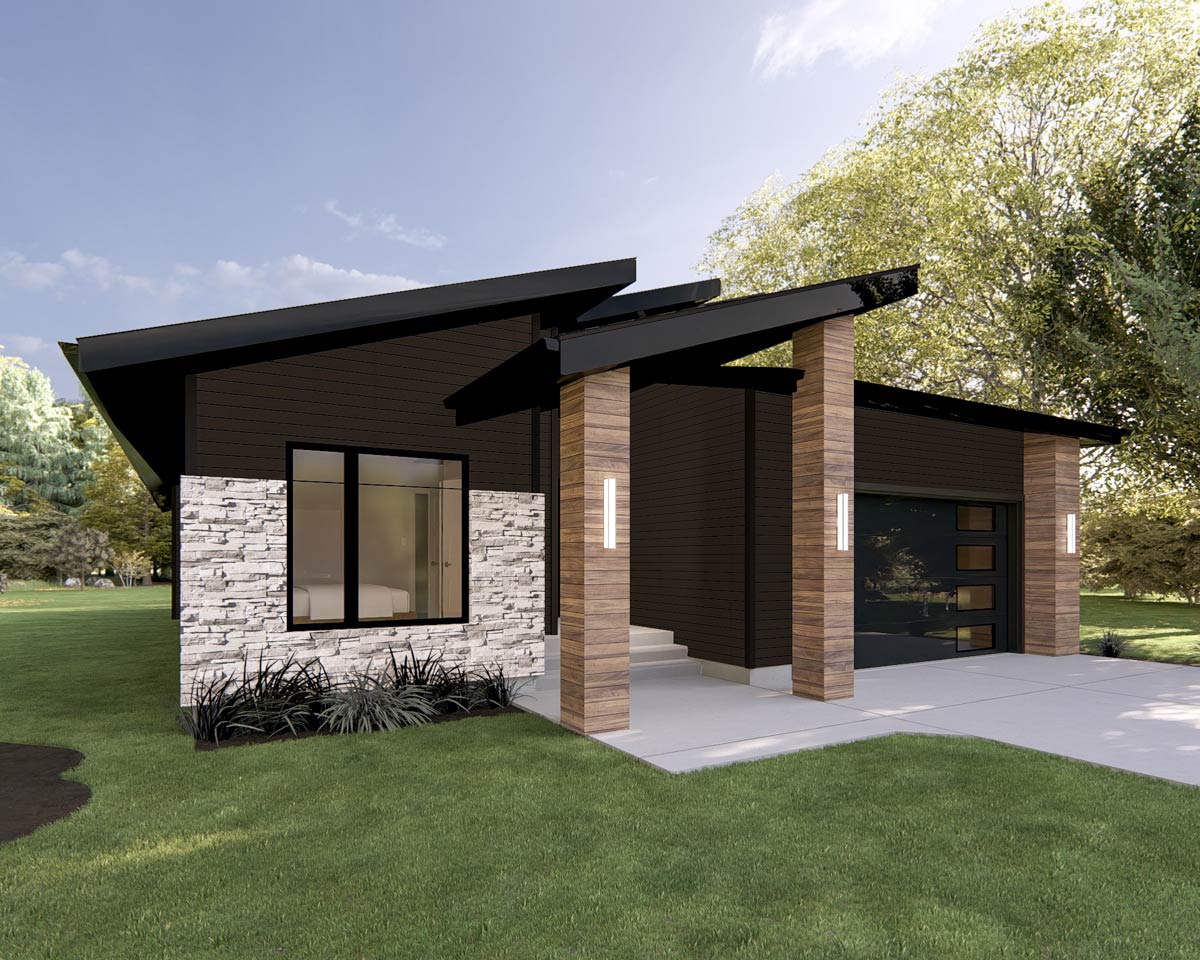 Plan 485010DUG: Bold Contemporary Ranch with Open-Concept Floor Plan ...