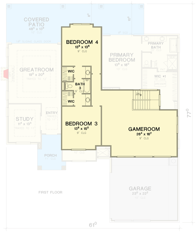 Plan 31224D: Contemporary Two-Story Home with Game Room and Covered Patio
