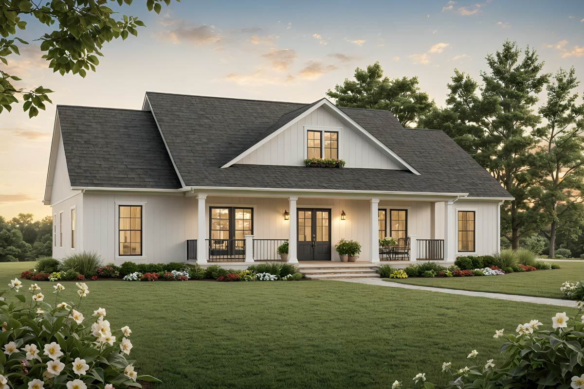 Plan 51241MM: Charming Modern Farmhouse Plan with Spacious Layout