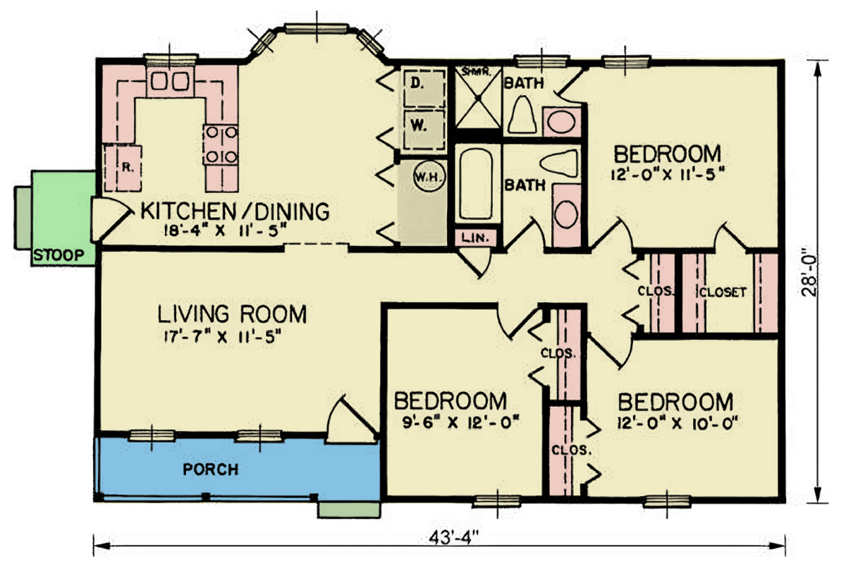 Plan 25911GE: Cozy Ranch Home Plan with 3 Bedrooms and Inviting Porch
