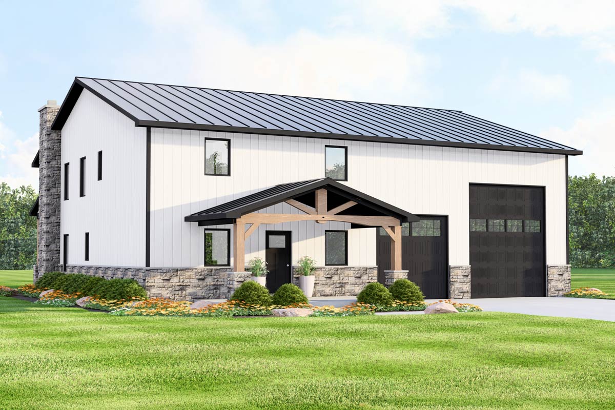 Plan 135370GRA: Spacious 3-Bedroom Barndominium with RV Garage and Loft