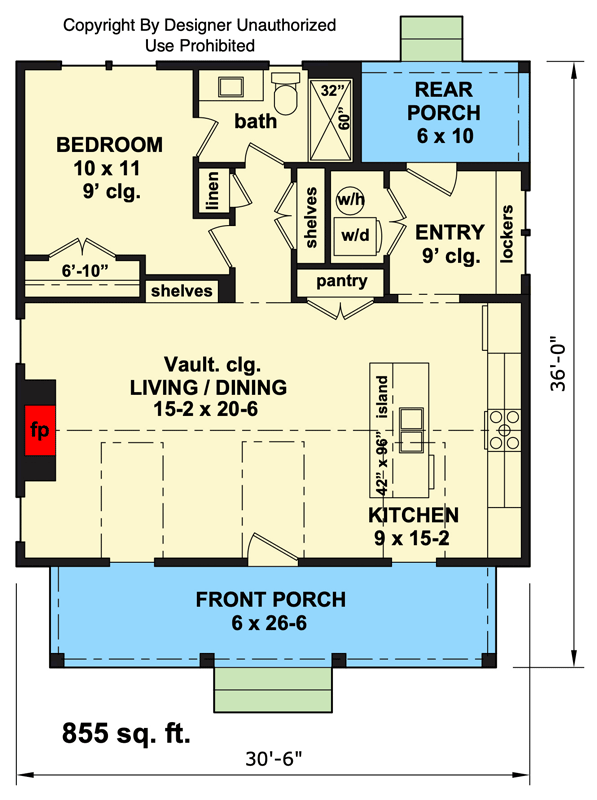 Plan 140027RK: 1-Bedroom Cottage Plan with Inviting Porches