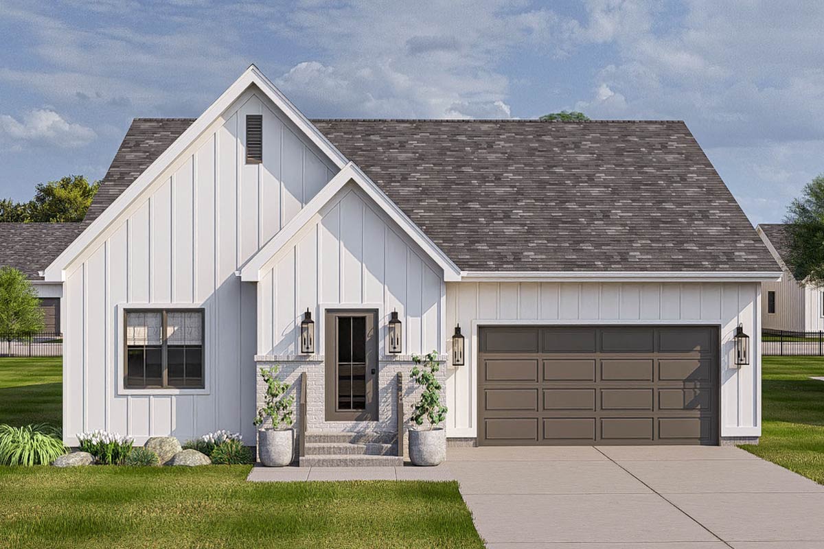Plan 623531DJ: Modern Farmhouse Plan with Split Bedrooms and Optional ...