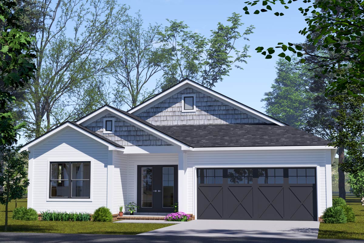 Plan 52449WM: 3-Bedroom Traditional Cottage Plan with Front-Facing Garage
