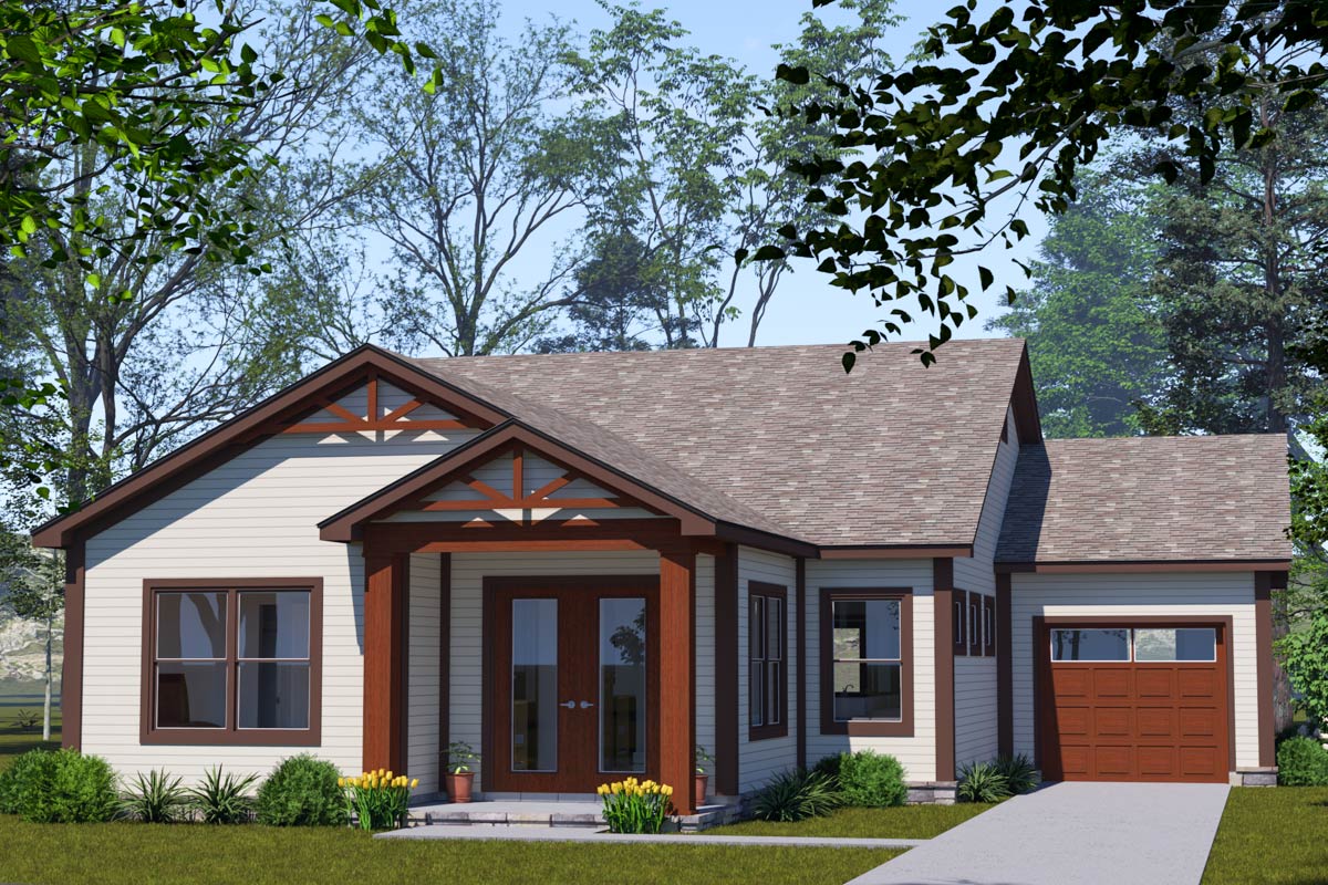 Plan 52453WM: Cottage House Plan with Split Bedrooms and Study