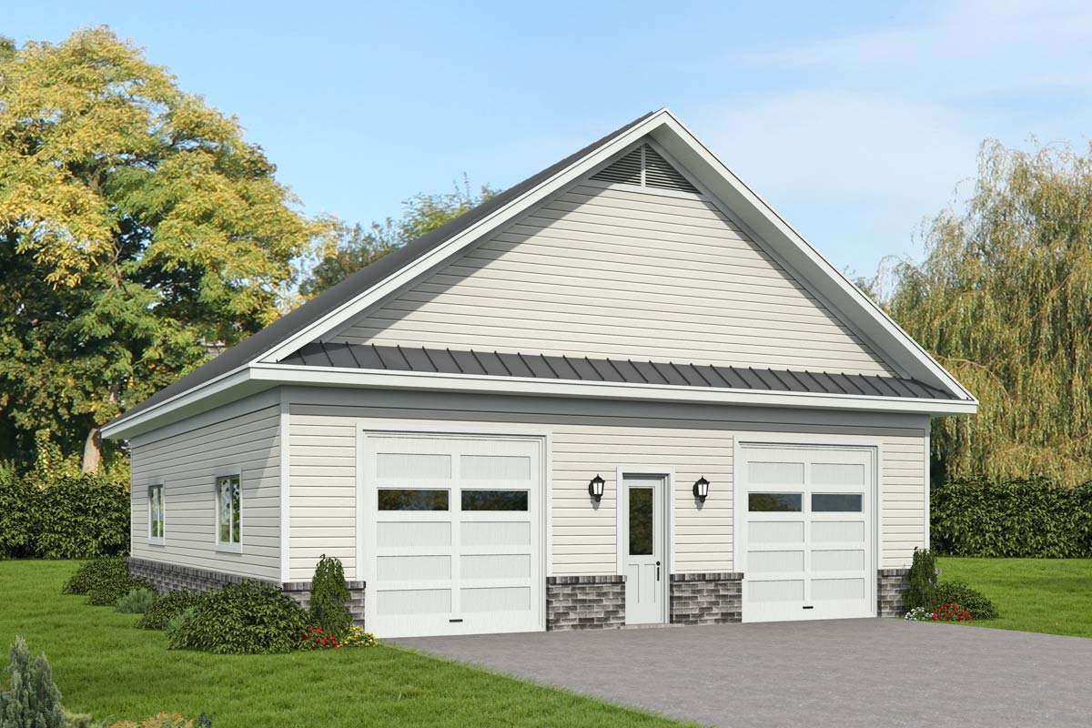 Plan 680596VR: Modern 4-Car Detached Garage House Plan with High Ceilings