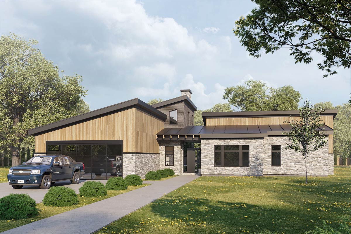 Plan 242005TRU: Contemporary 3-Bed House Plan with Open Living and ...