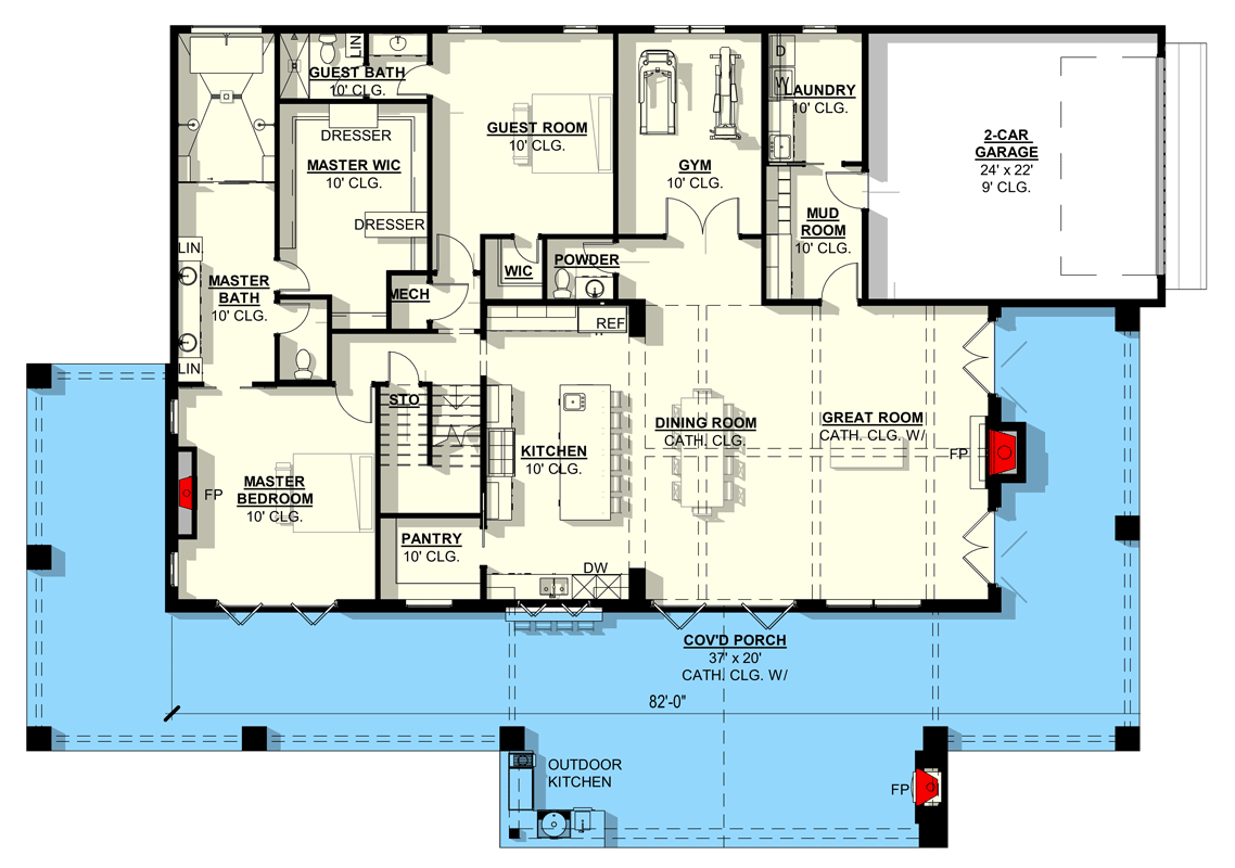 Plan 405046FDC: Modern House Plan with Outdoor Kitchen and Game Room