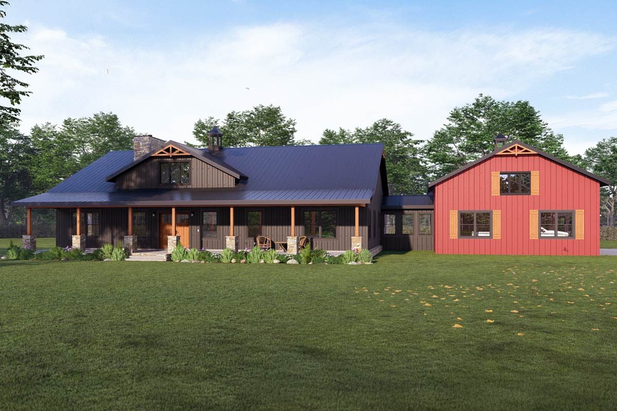 Plan 405057FDC: Modern Farmhouse Barndominium House Plan with Split ...