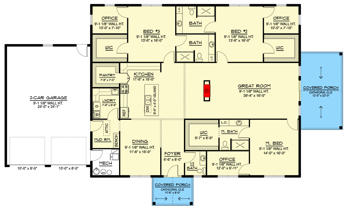 Plan 135392GRA: Modern Barndominium House Plan with Split Bedrooms