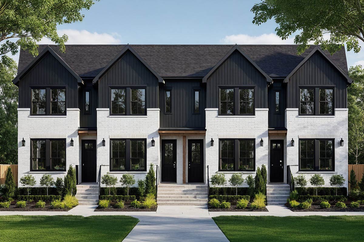Plan 100361GHR: Stylish Multi-Family Contemporary House Plan with 8 ...