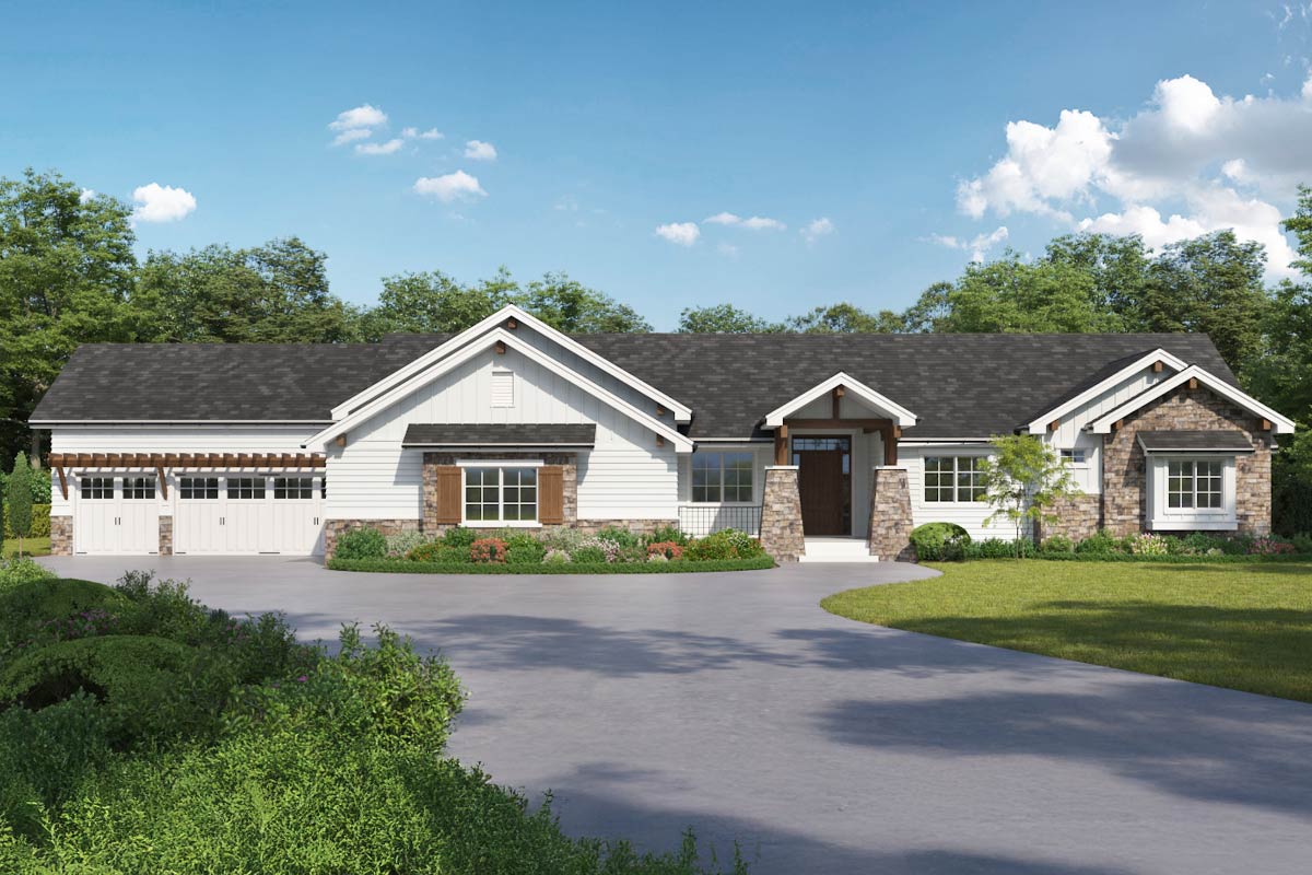 Plan 95334RW: Craftsman Ranch House Plan with 5-Car Garage and Main ...
