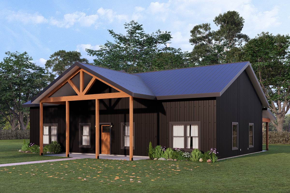 Plan 405094FDC: Farmhouse Barndominium House Plan with 3 Split Bedrooms
