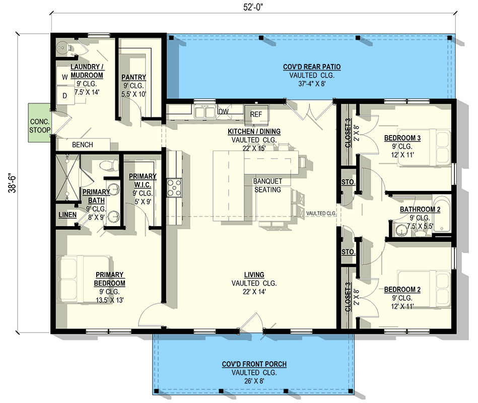 Plan 405094FDC: Farmhouse Barndominium House Plan with 3 Split Bedrooms