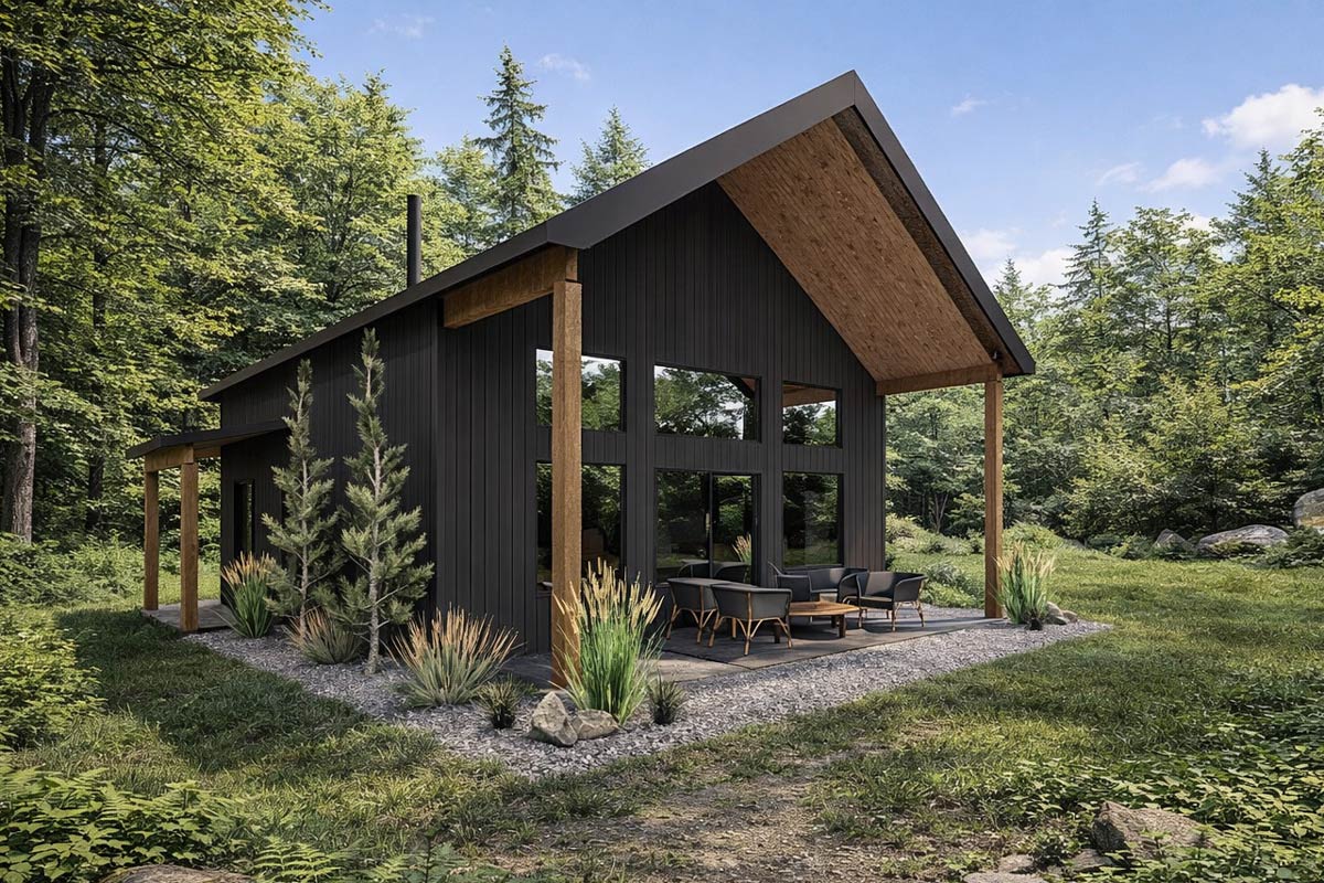 Plan 400029FTY: Barndominium Cabin House Plan with Loft and Vaulted ...