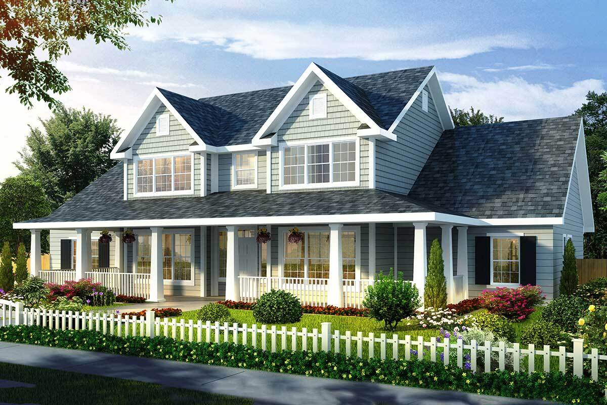 Flexible Farmhouse Plan with Optional Game Room Above the Garage ...