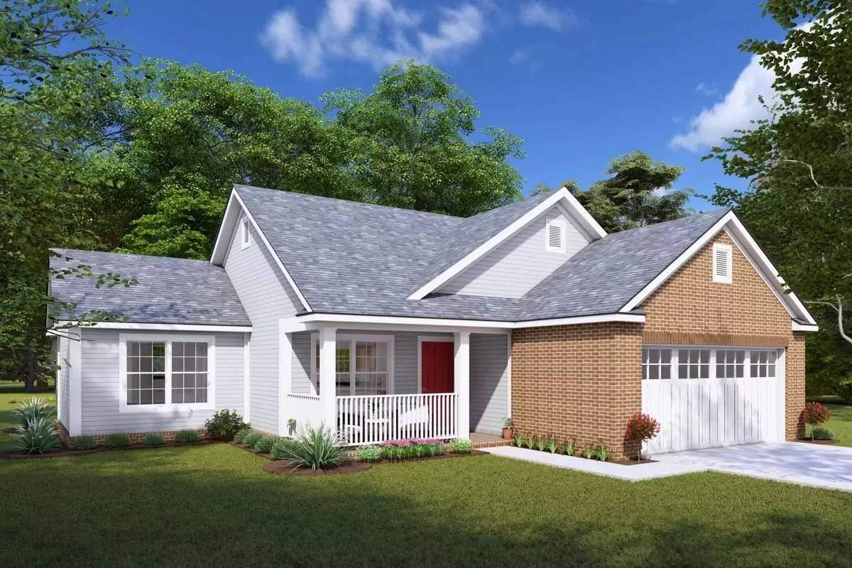 2-Bed Traditional House Plan with Front Porch - 892 Sq Ft - 40868WM ...