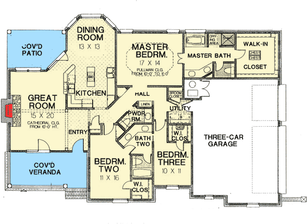 Plan 48465FM: Country House Plan with Front and Back Porches