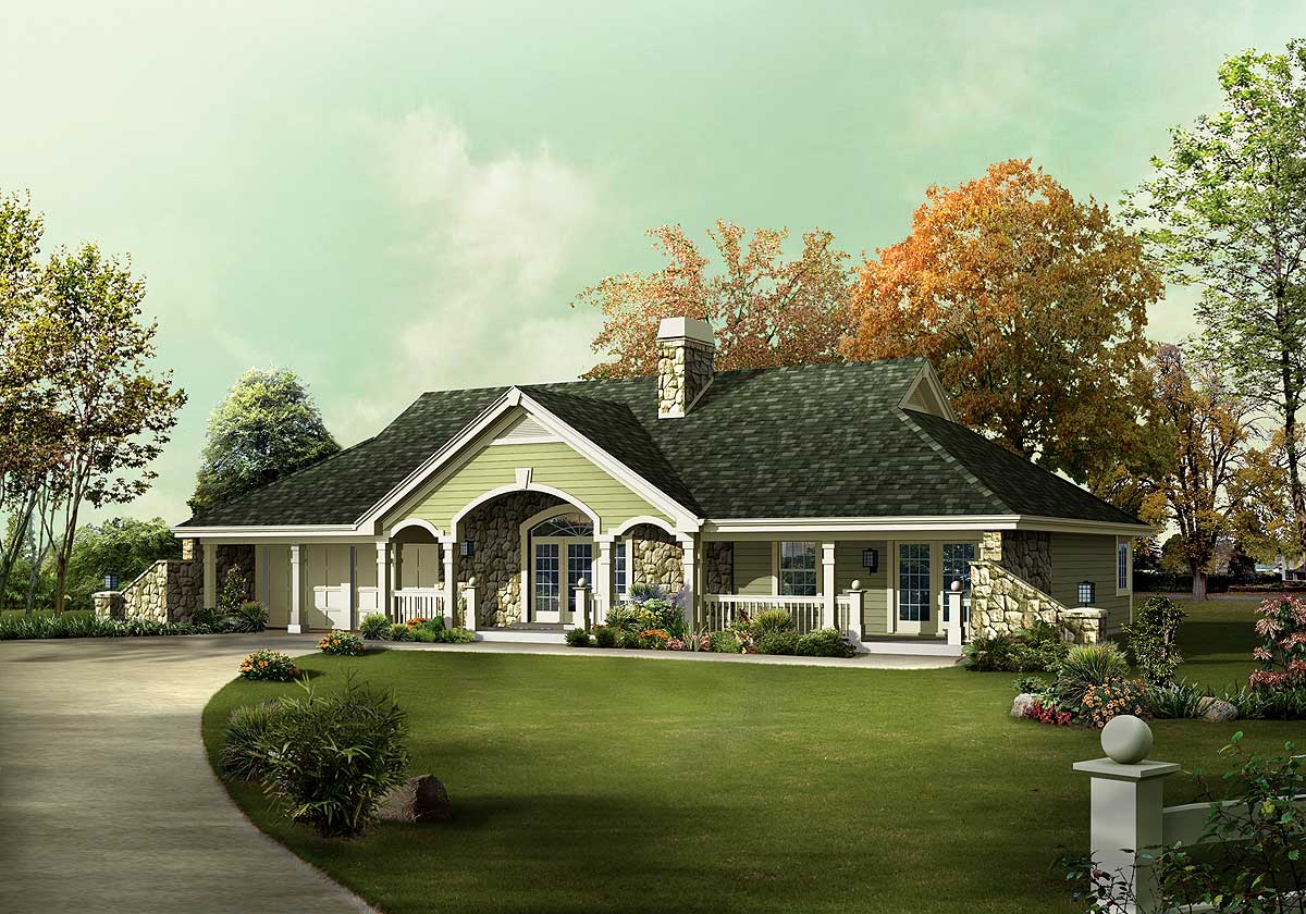Unique Country Ranch Home Plan - 57241HA | Architectural Designs ...
