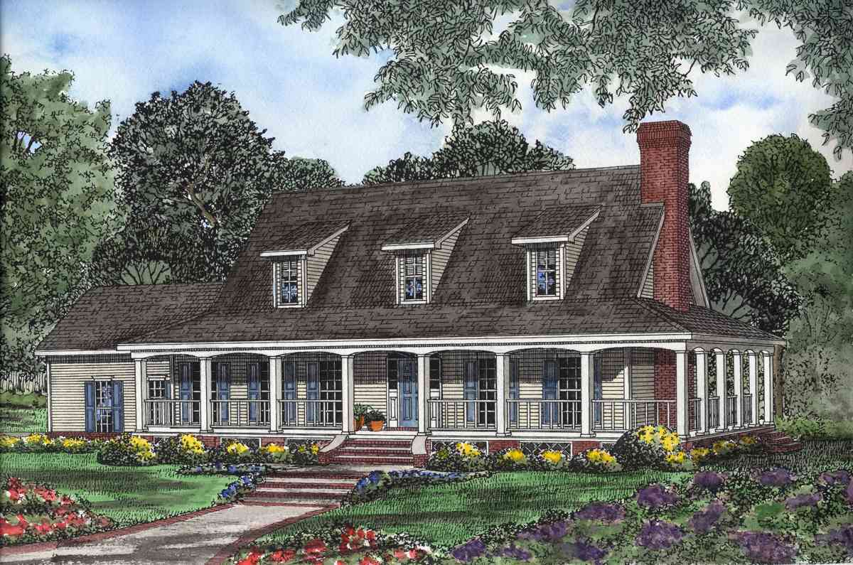 Country Home Plan with Relaxing Covered Front Porch - 59637ND ...