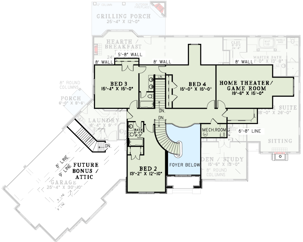 Plan 59814ND: Elegant Southern Traditional House Plan with First-Floor ...