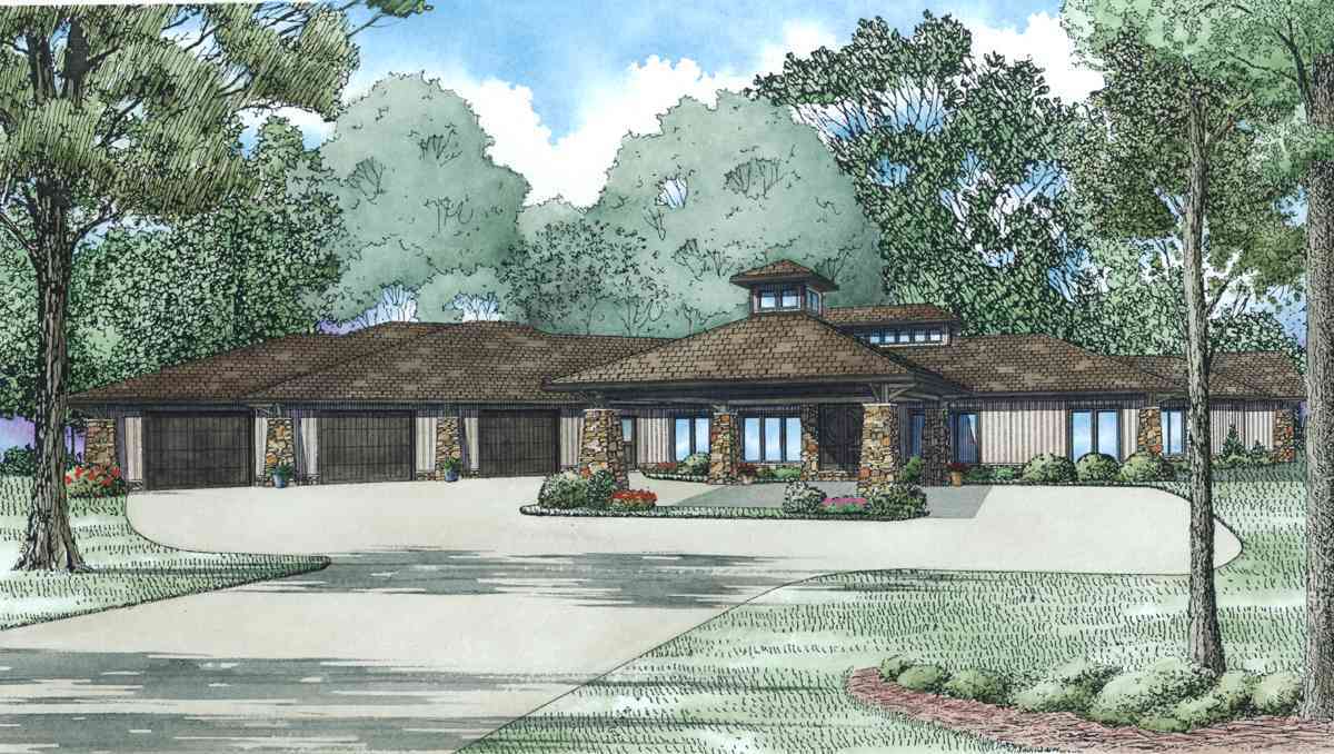 Impressive Single Level House Plan Under 4200 Square Feet with 3-Car ...