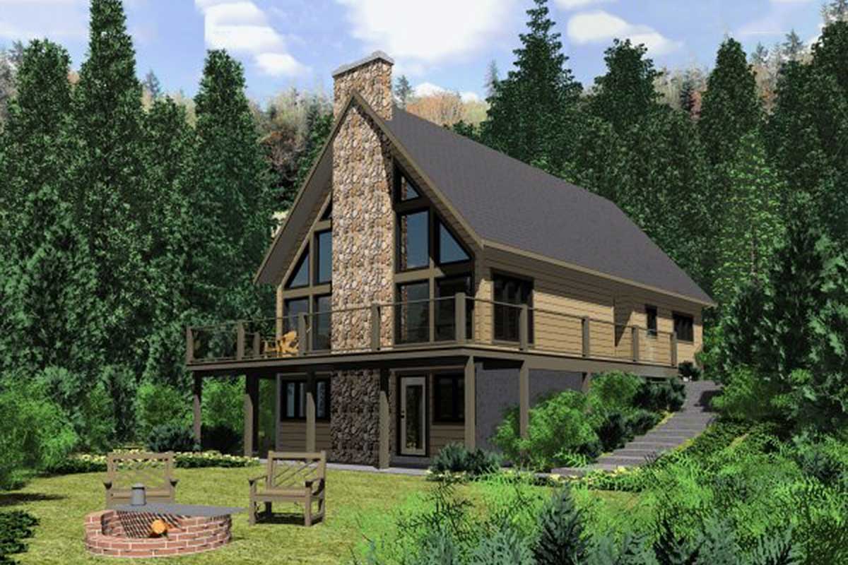 Plan 67711MG: A-Frame House Plan with a Wraparound Sundeck