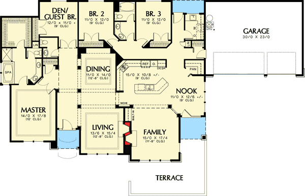 Plan 69555AM: Roomy One Level Home Plan