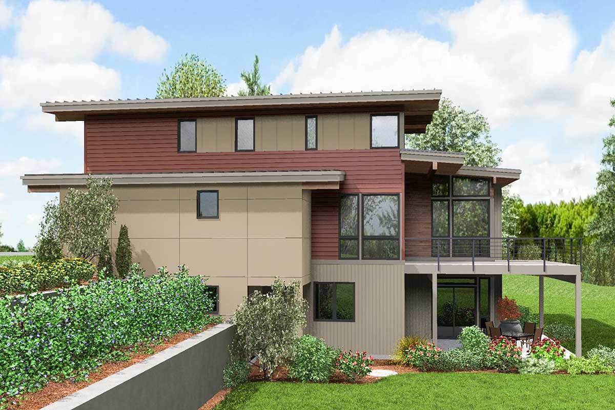Contemporary Beauty For Sloping Lot - 69588AM | Architectural Designs ...