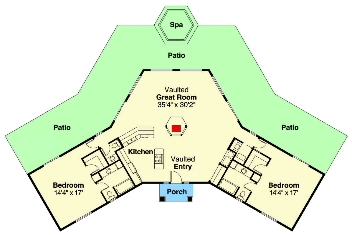 Plan 72032DA: Mediterranean House Plan: 2 Beds, Split Layout, Wrap ...