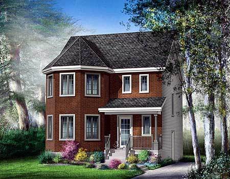 Narrow Lot 2 Story Victorian House Plan - 80757PM | Architectural ...