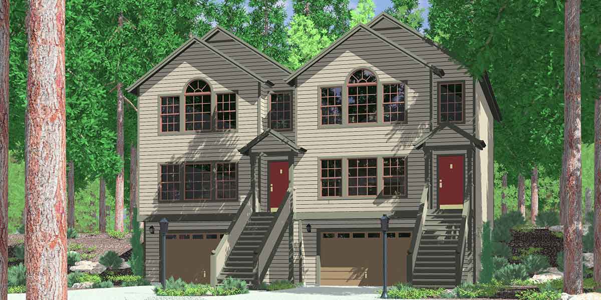 Plan 8164LB: 2-Story Two-Family Home Plan with Drive Under Garage ...