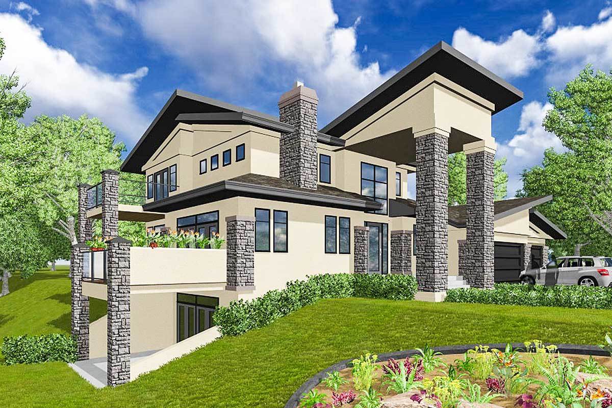 Edgy Design With 2-Story Entry Porch - 81652AB | Architectural Designs ...