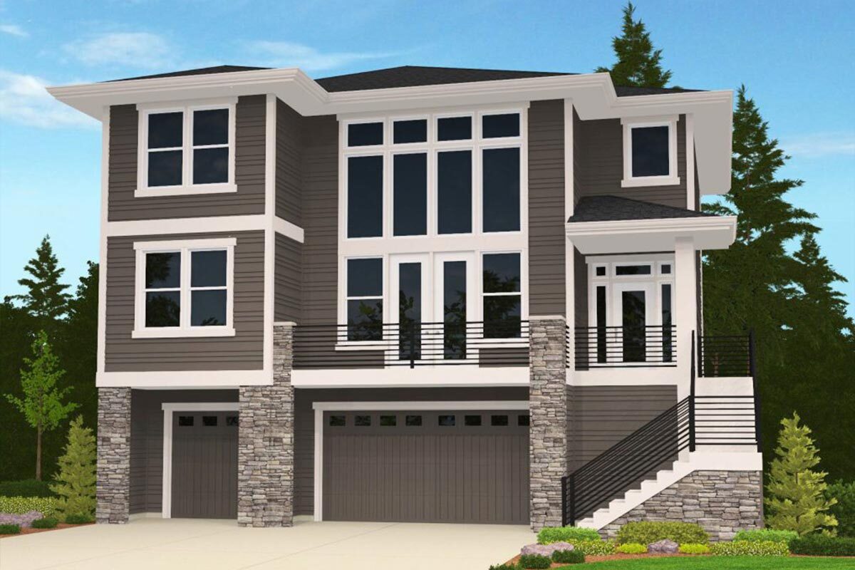 4 Bed Modern for an Uphill Lot - 85080MS | Architectural Designs ...
