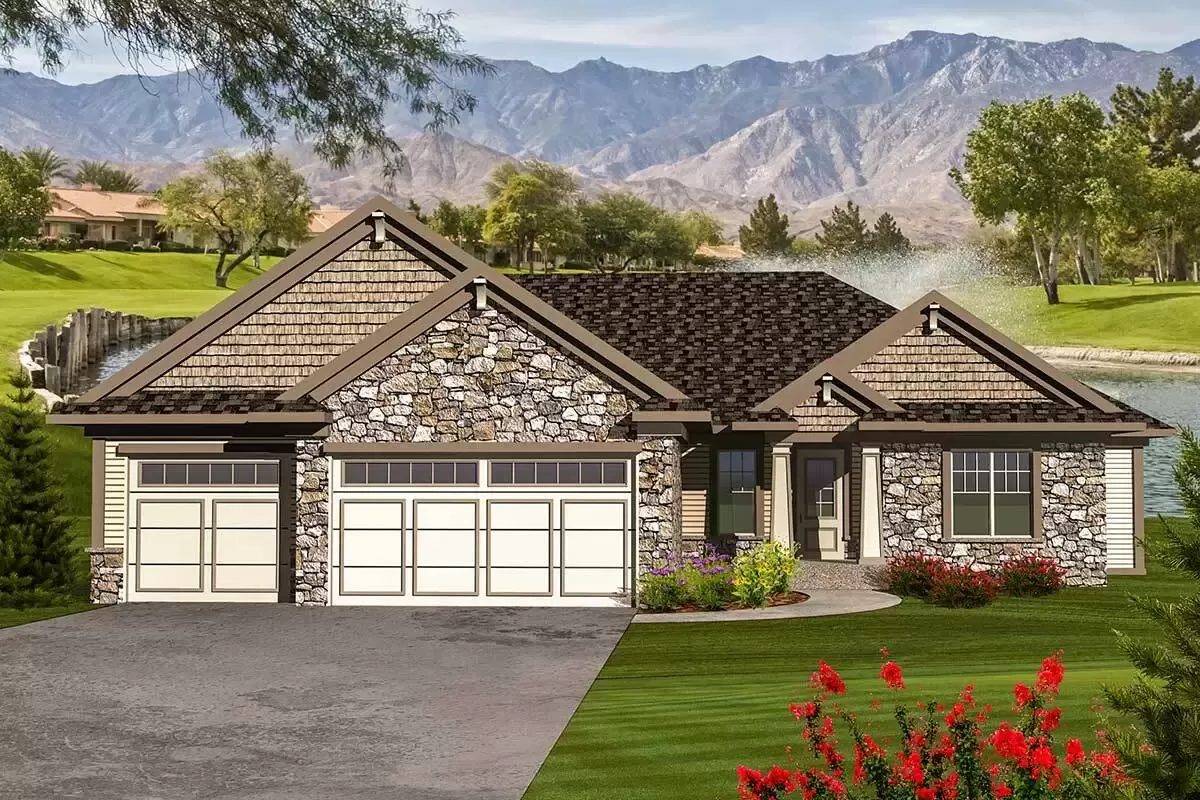 Craftsman Ranch Home Plan with Open Floor Plan - 1971 Sq Ft - 89866AH ...
